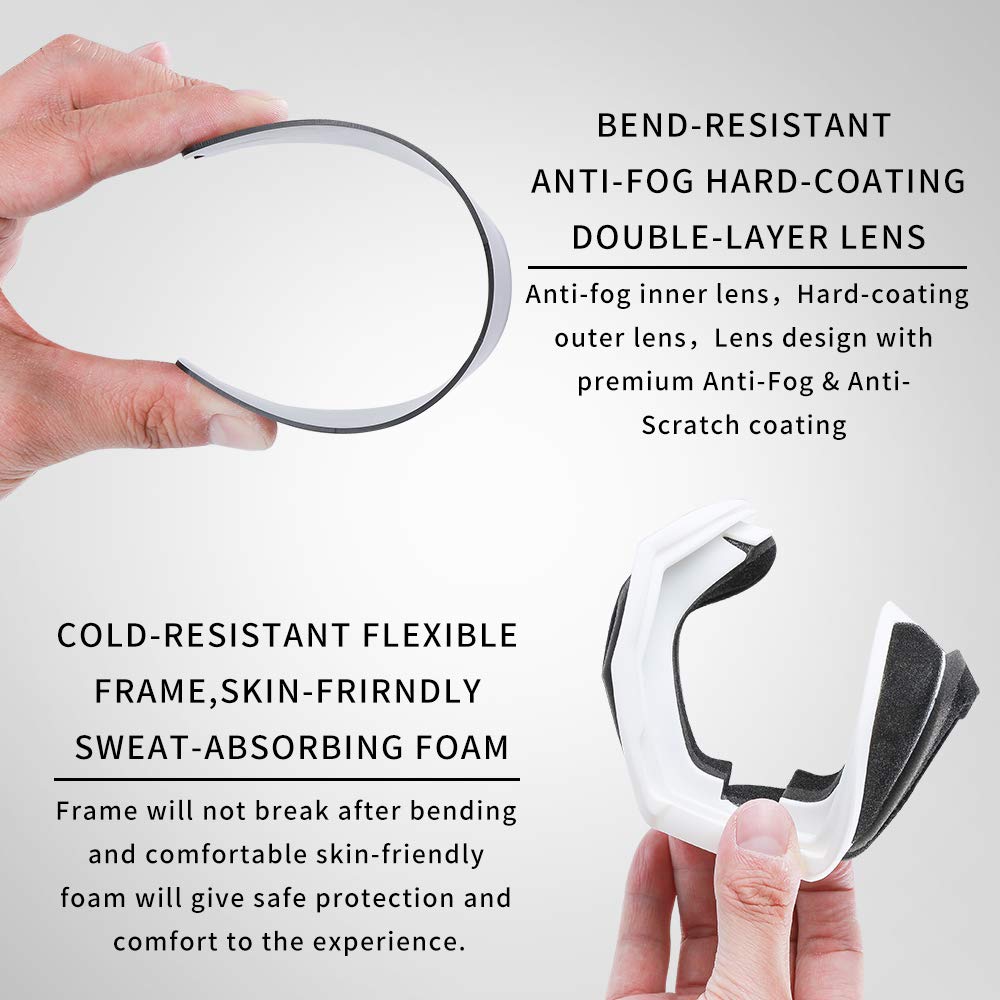 XR Ski Snowboard Goggles Anti Fog UV Protection Snow Goggles for Men Women Youth (Silver)