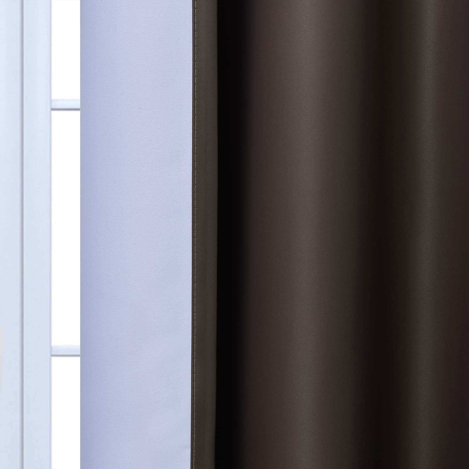 Yakamok Gradient Color Ombre Curtains Thickening Polyester Thermal Insulated Grommet Window Drapes for Living Room/Bedroom (Brown, 2 Panels, 52x72 Inch)
