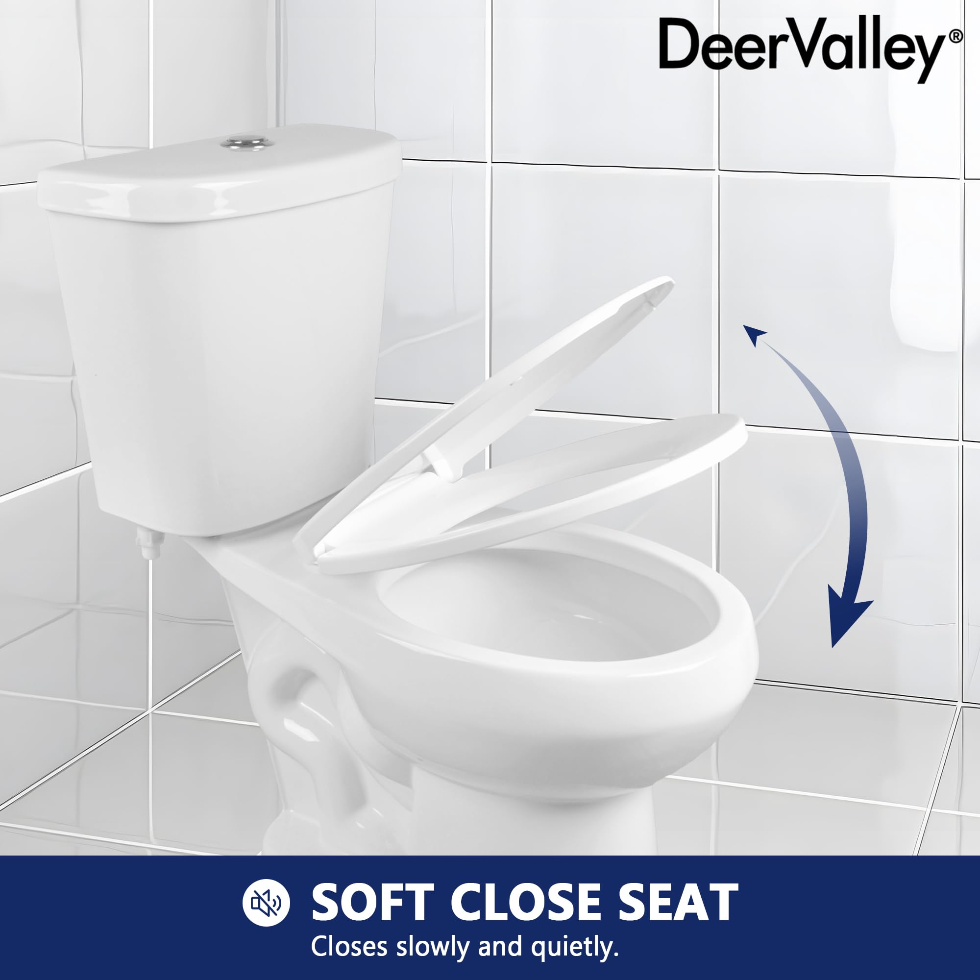Two-Piece Toilet, DeerValley 17.72" High 12” Rough in Dual Flush 1.1/1.6 GPF and Map 1000g, ADA Chair Height Toilets Bowl With Soft Close Seat for elderly, White DV-2F0079