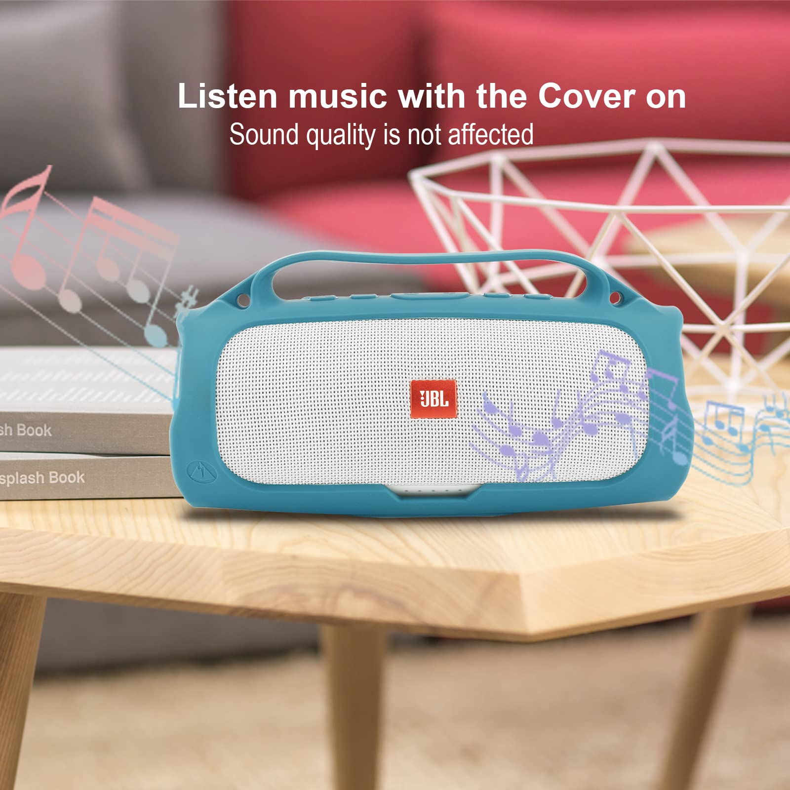 TXEsign Silicone Case for JBL Charge 4 Portable Waterproof Wireless Bluetooth Speaker, Travel Carrying Case Protective Pouch Cover with Handle Adjustable Shoulder Strap and Phone Holder Stand (Blue)