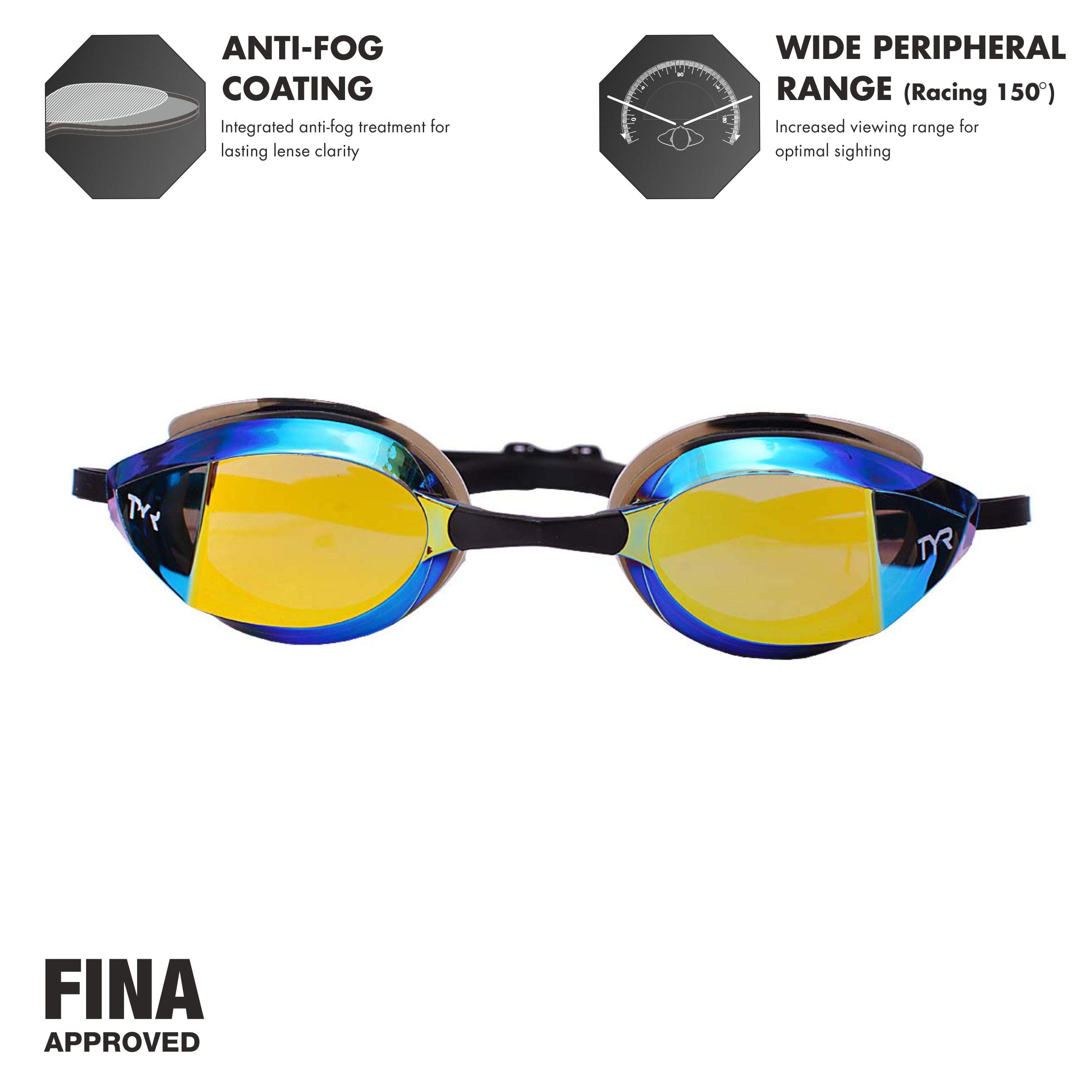 TYR Edge-x Racing Mirrored Adult Fit, Gold/Black/Black