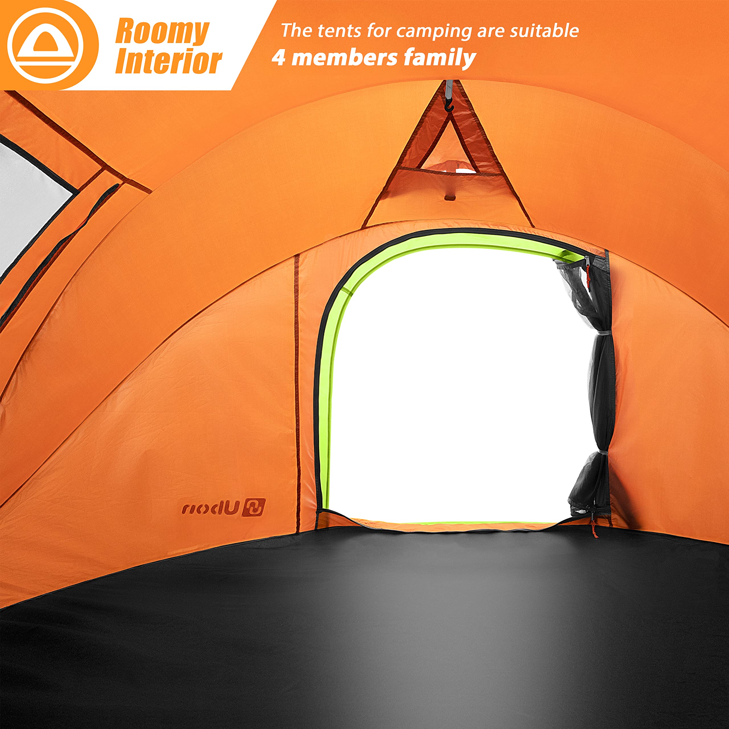 Ubon 4 Person Pop up Tent for Camping Automatic Setup Waterproof Double Layer Instant Family Tents for Camping Hiking & Traveling- Green