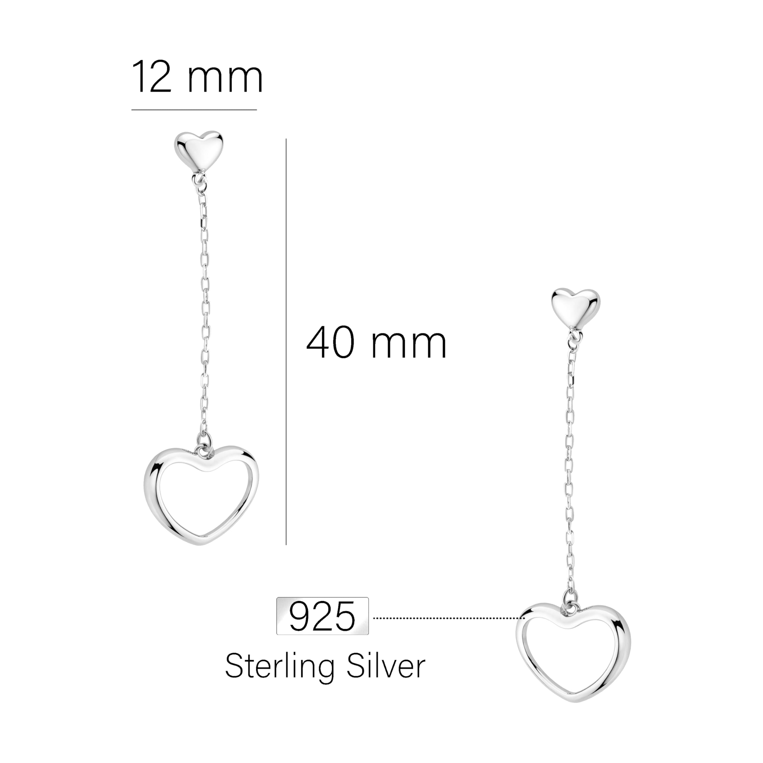 SOFIA MILANI - Women's Earrings 925 Silver - Heart Dangle Earrings - 20529