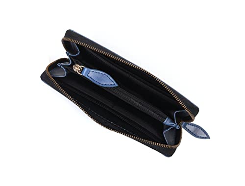 Women's RFID Blocking Large Capacity Leather Wallet Zip Around Phone Clutch Large Travel Purse Wristlet (Hickory)