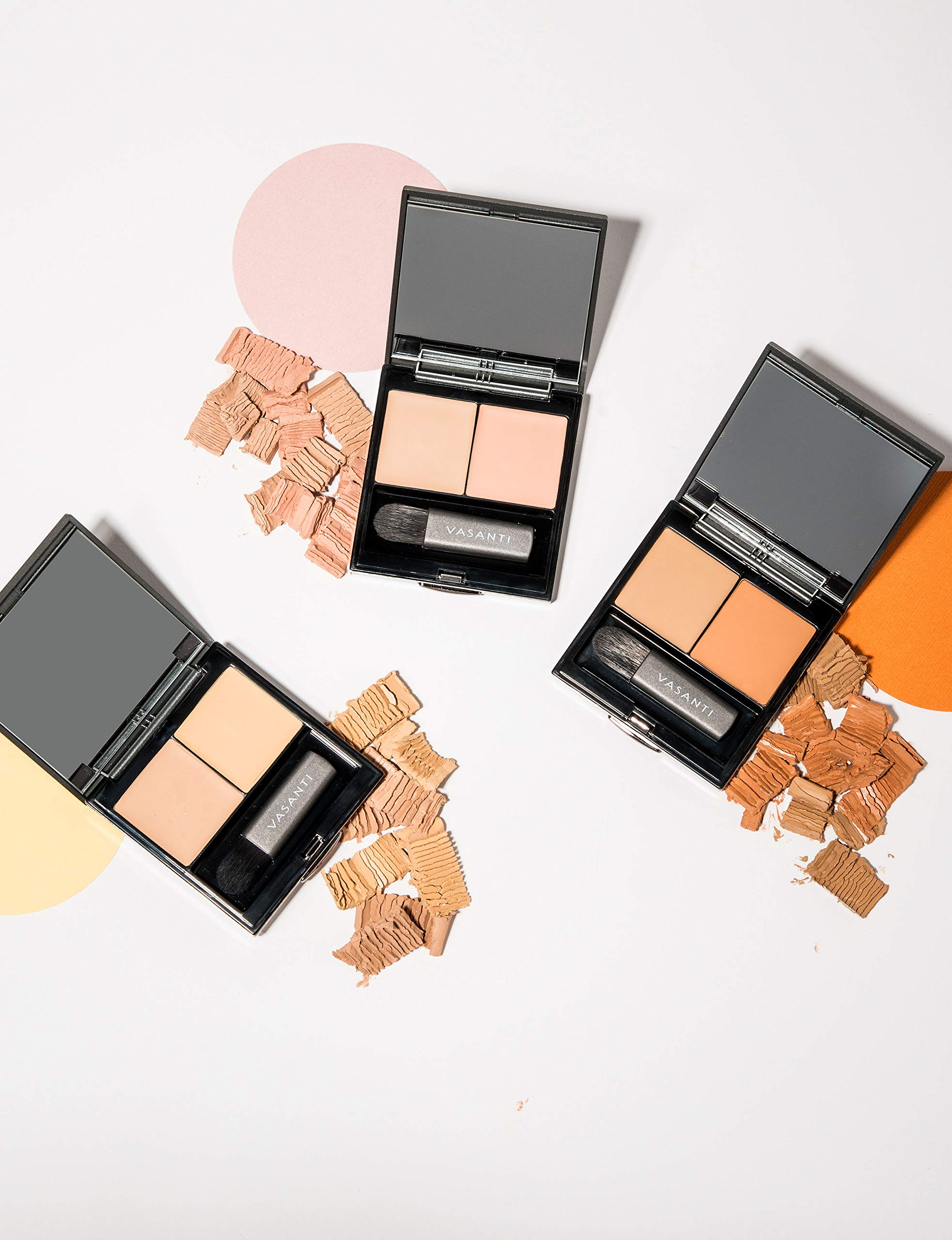 Wonders of the World Concealer Duo by VASANTI - Hide Dark Circles, Scars - Colour Correcting Full Coverage Concealer Duo - Includes a Colour Corrector & Concealer with Mirror/Mini Brush (Y2 - Yellow)