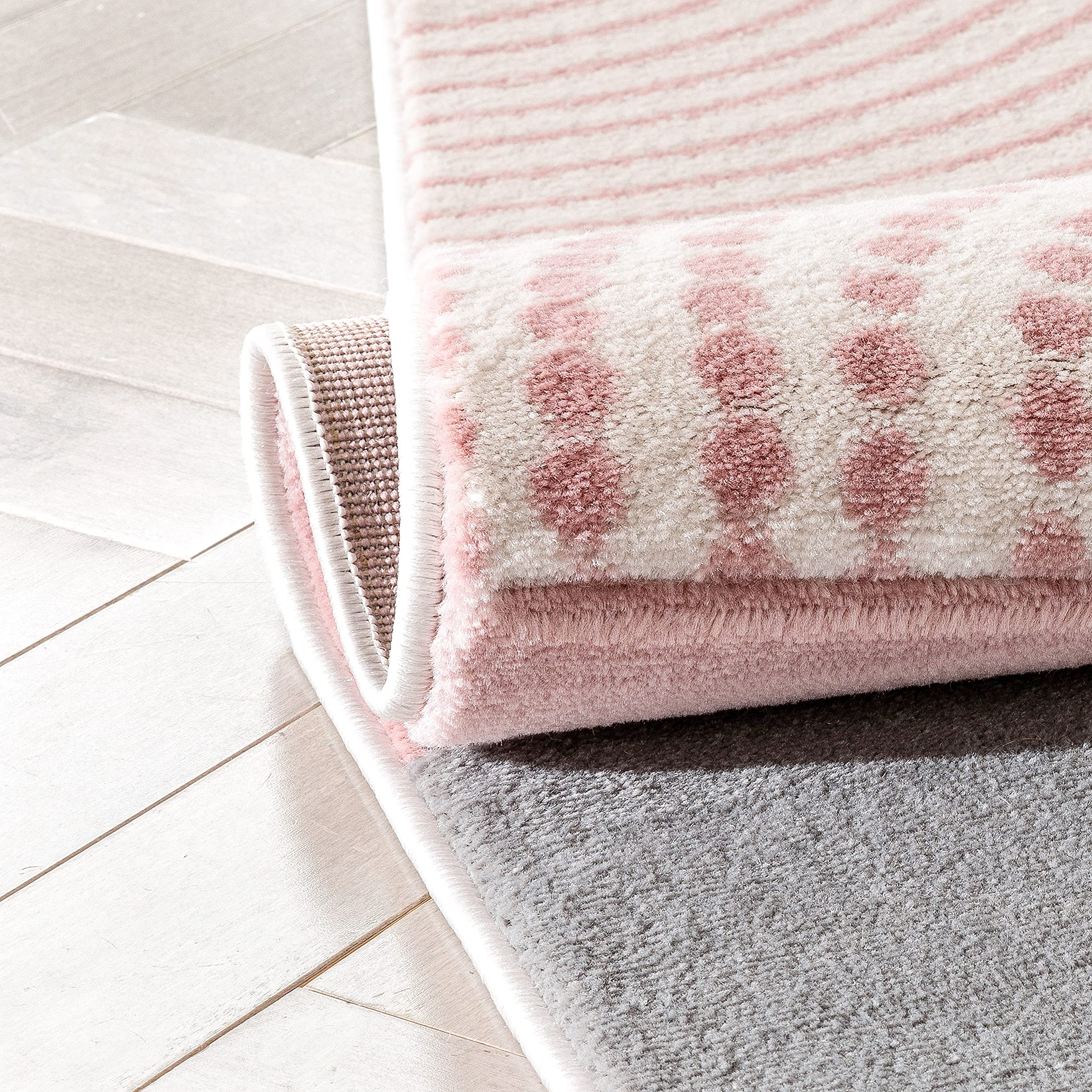 Well Woven Good Vibes Margot Blush Pink Modern Geometric Boxes & Lines 3D Textured 3'11" x 5'3" Area Rug