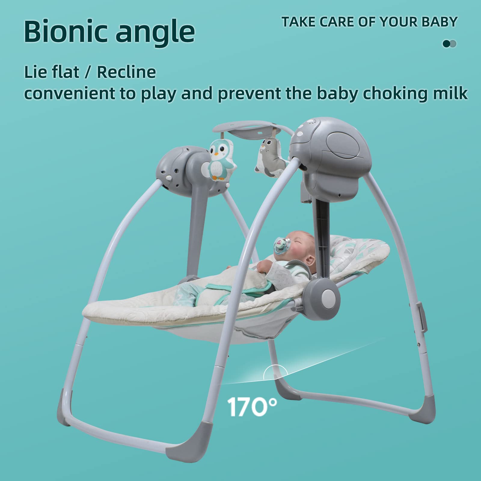 Vannetgo Comfort Portable Swing,Comfort Baby Rocking Chair with Soothing Music,Foldable,Bionic Design, Baby Rests Peacefully (WTY25122)