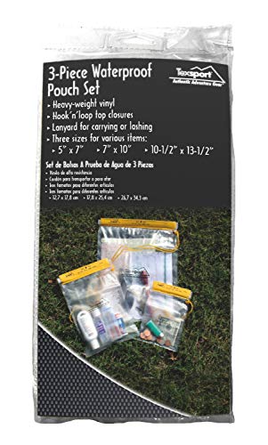 Texsport Waterproof Plastic Pouch Utility Bags - 3 Piece Set Multi Color, 7"x 5", 10" x 7", 13" x 10-1/2"