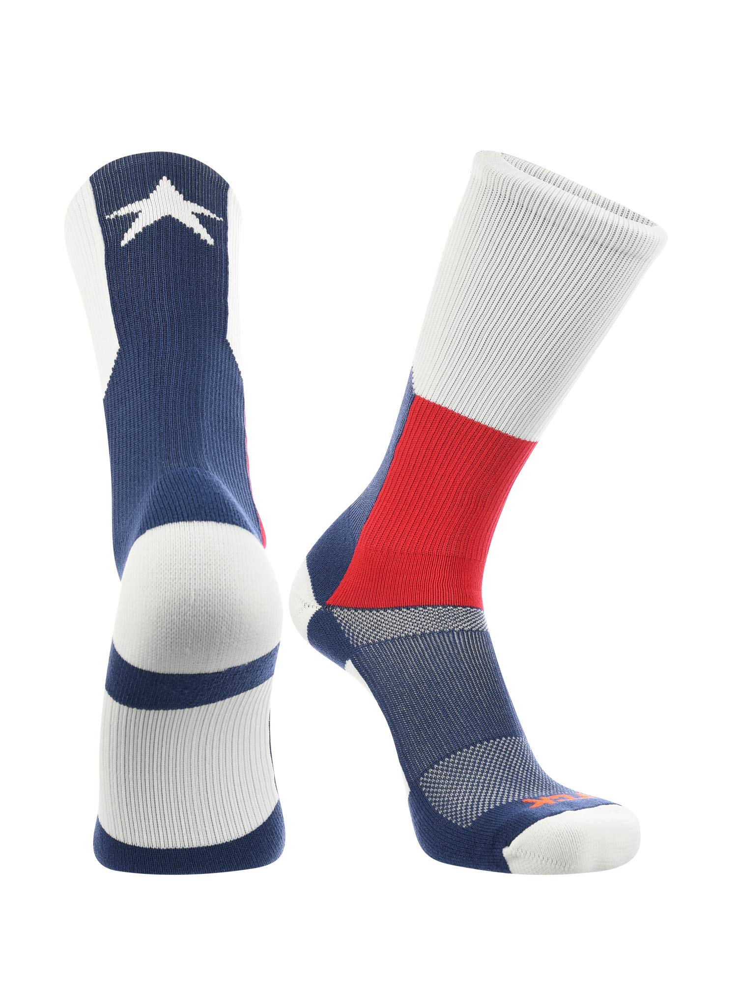 Texas Flag Crew Socks (White/Navy/Scarlet, X-Large)