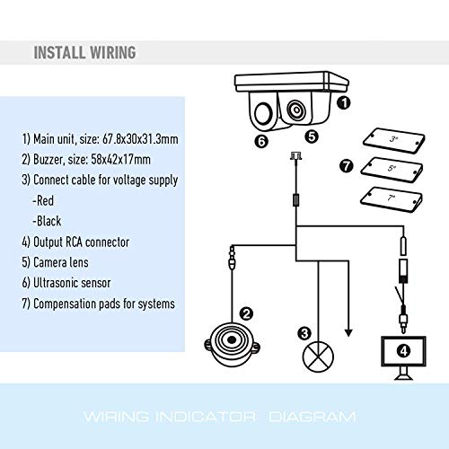 Vehicles Backup Camera System with Radar Parking Sensor Buzzer, Waterproof 12V Cars Reversing Reverse Rear View Camera, 170 Degree Wide View HD Camera