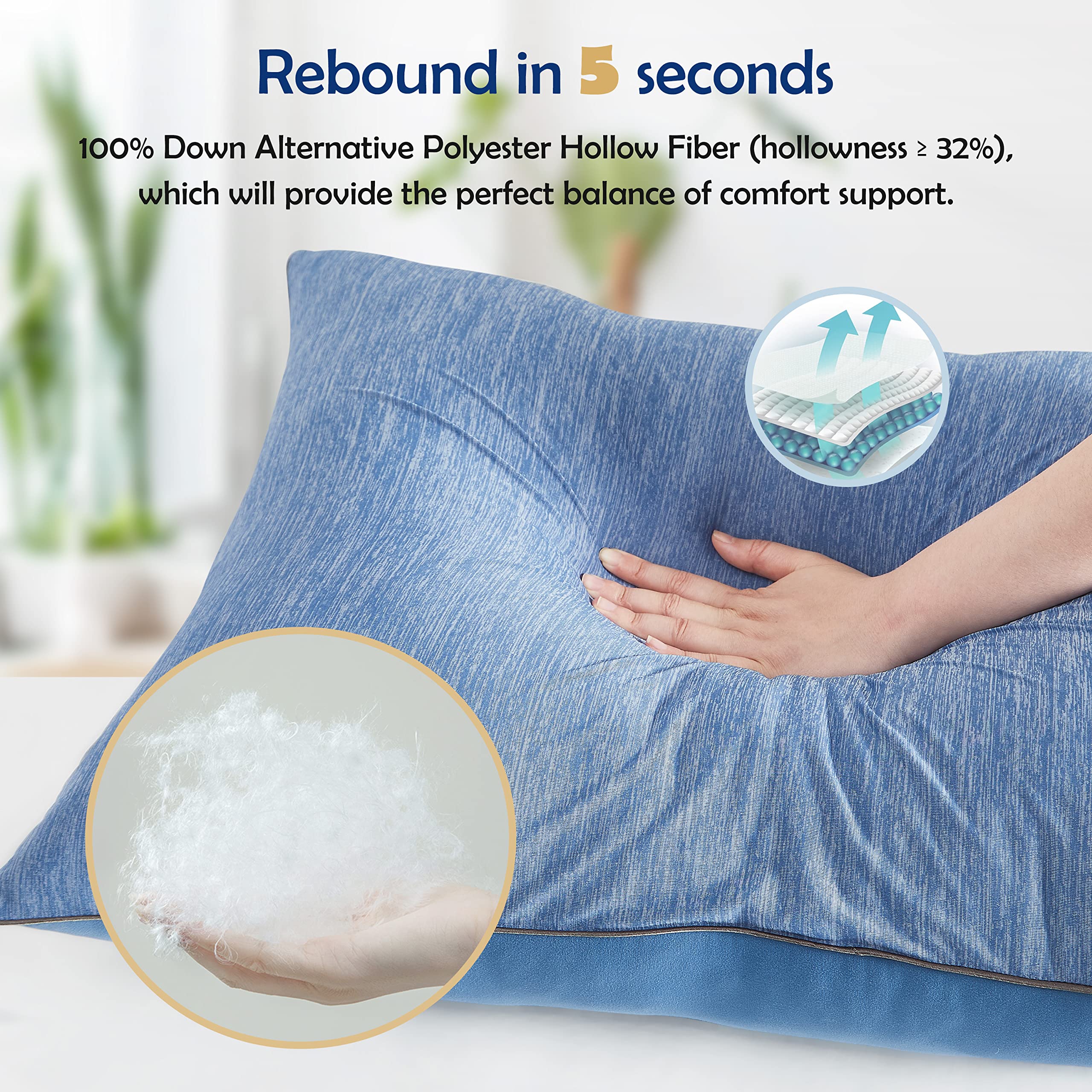 Topcee Bed Pillows for Sleeping Queen Size 2 Pack Colling Pillow Set of 2 for Back, Stomach or Side Sleepers, Hotel Quality Firm Pillow, Bionic Down Filling Luxury Soft Supportive Pillows(20"*28")