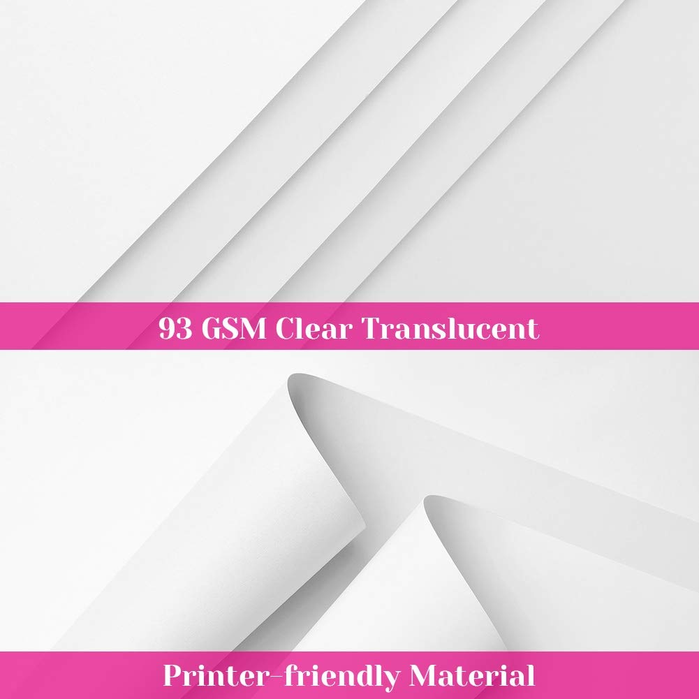 Vellum Paper, Cridoz 50 Sheets Vellum Transparent Paper 8.5 x 11 Inches Translucent Clear Paper for Printing Sketching Tracing Drawing Animation Wedding Invitations
