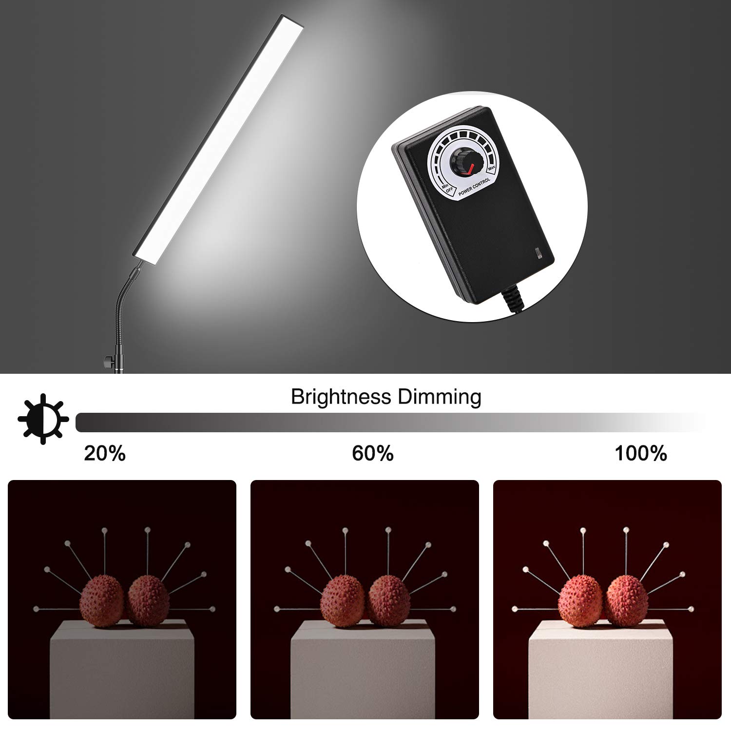 Yesker LED Video Lighting Adjustable Photography Studio Light Kit Dimmable Color 5500K Brightness with Tripod Stand for Camera Video YouTube Product Portrait Live Stream Shooting (1 Packs Only)…