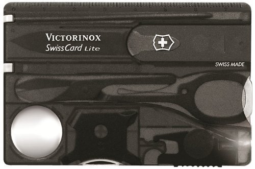 Victorinox Swiss Card Lite Swiss Army Knife, 13 Function Swiss Made Pocket Knife with Magnifying Glass LED and Tweezers - Sapphire