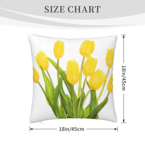 VARUN Yellow Tulips Flowers Pillowcases Nature Floral Print Pillow Case Decorative Throw Pillow Cover for Home Sofa Office 18x18inch