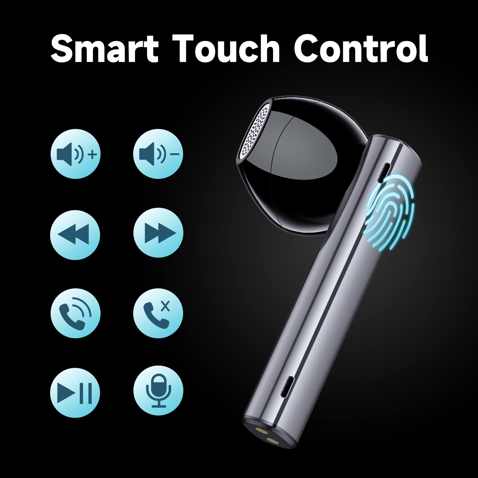 Wireless Earbuds Bluetooth Headphones 40Hrs Playtime Ear Buds with Digital Display Charging Case Microphone Immersive Stereo Audio Headset IPX7 Waterproof Sports Earphones for iOS Android Laptop Black