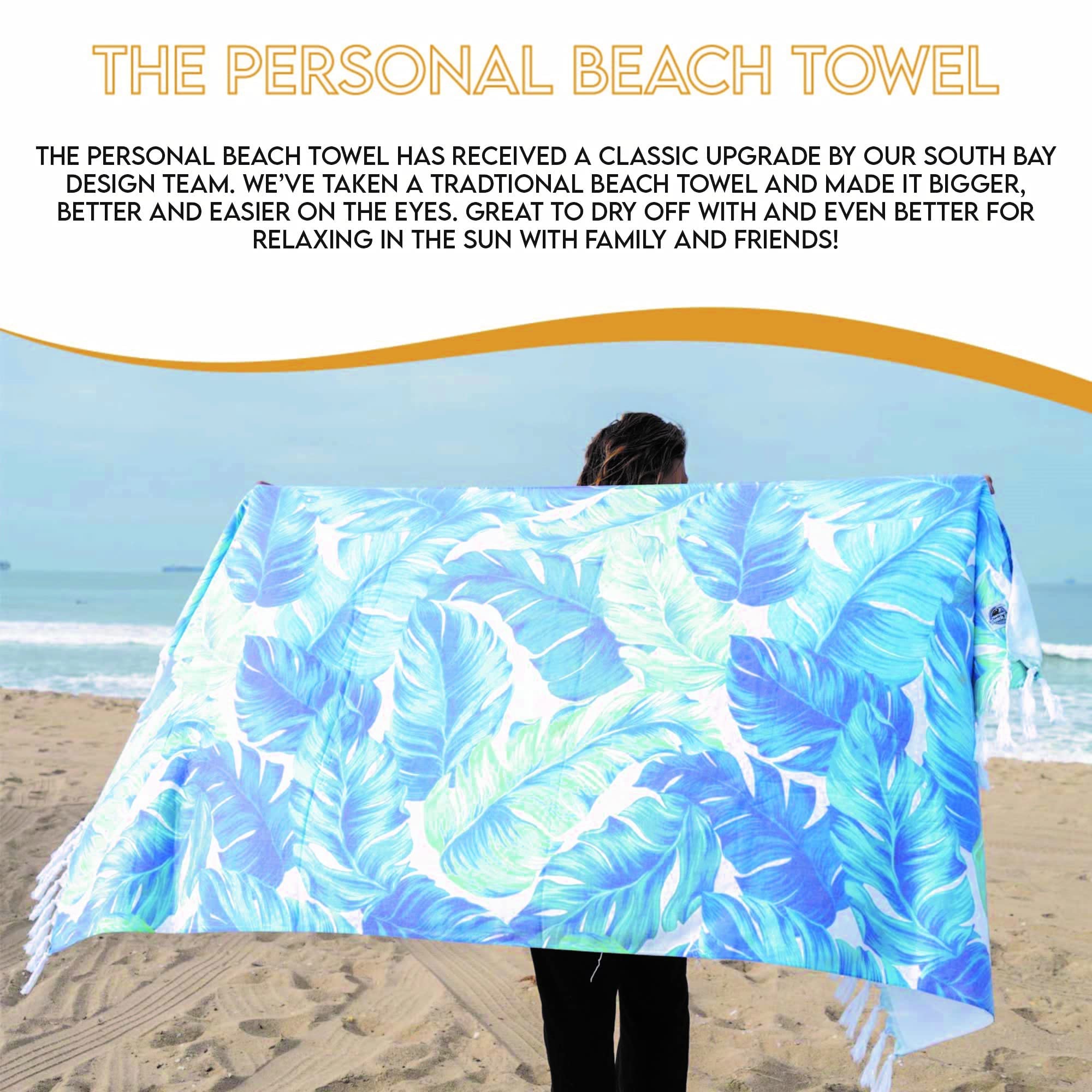 South Bay Beach Life™ - Plush, Oversized Beach Towel for Adults - Custom, XL, Personal Cotton Towels with Boho-Style Tassels - 78" Long x 38" Wide