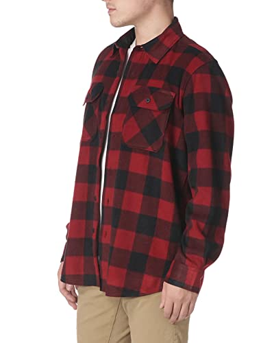 Wrangler Authentics Men's Long Sleeve Heavyweight Fleece Shirt Red Buffalo Plaid Medium