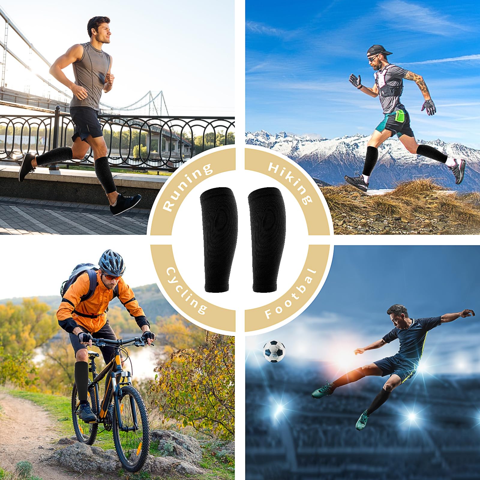 WLLHYF 2 Pair Calf Compression Sleeve Running Leg Compression Sock Calf and Shin Support Footless Compression Socks Relieve Calf Pain for Men Women Youth Running Cycling Walking