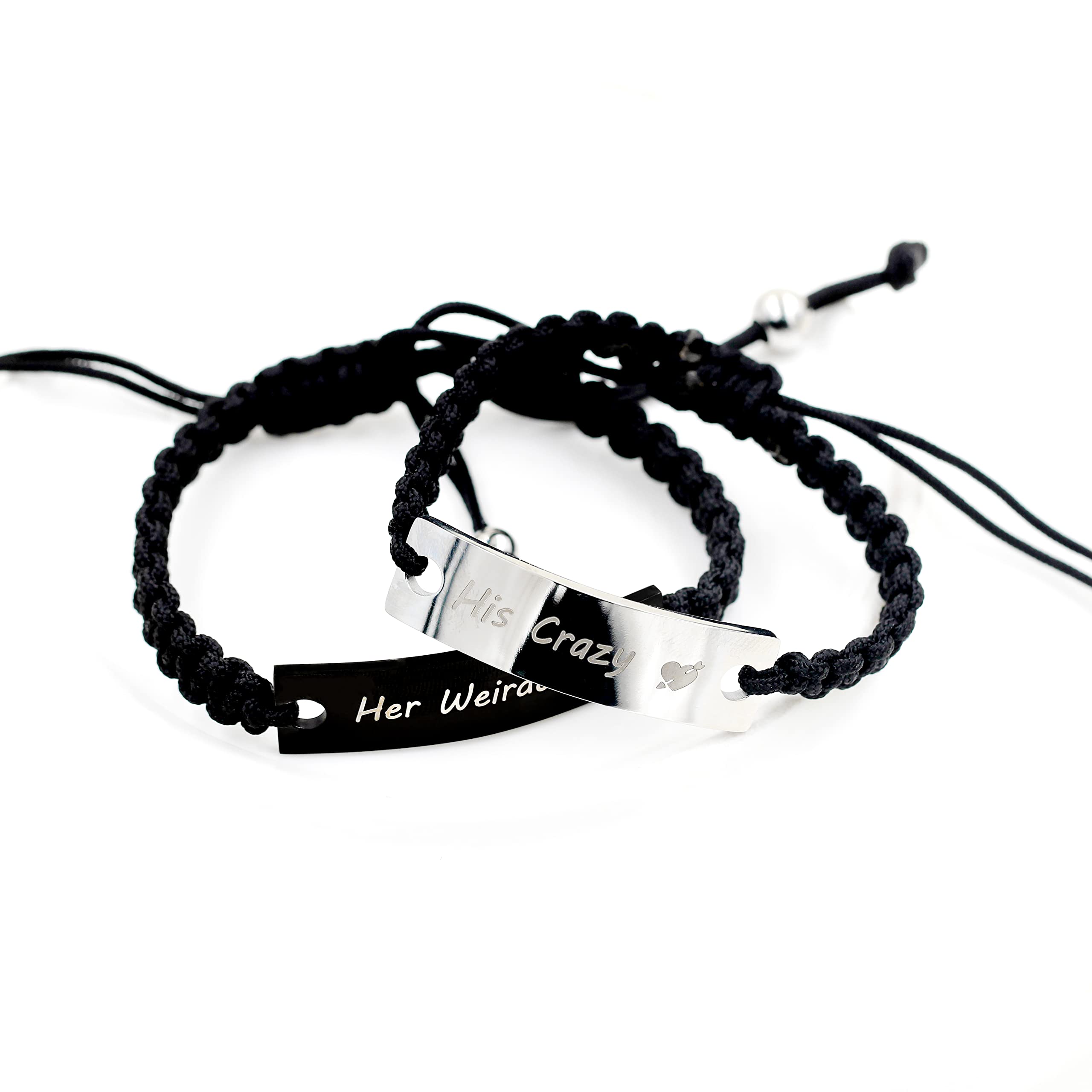 Uloveido His Hers Couples Bracelets Crazy and Weirdo Matching Set Anniversary Promise Gifts Stainless Steel 2pcs Bracelet Set