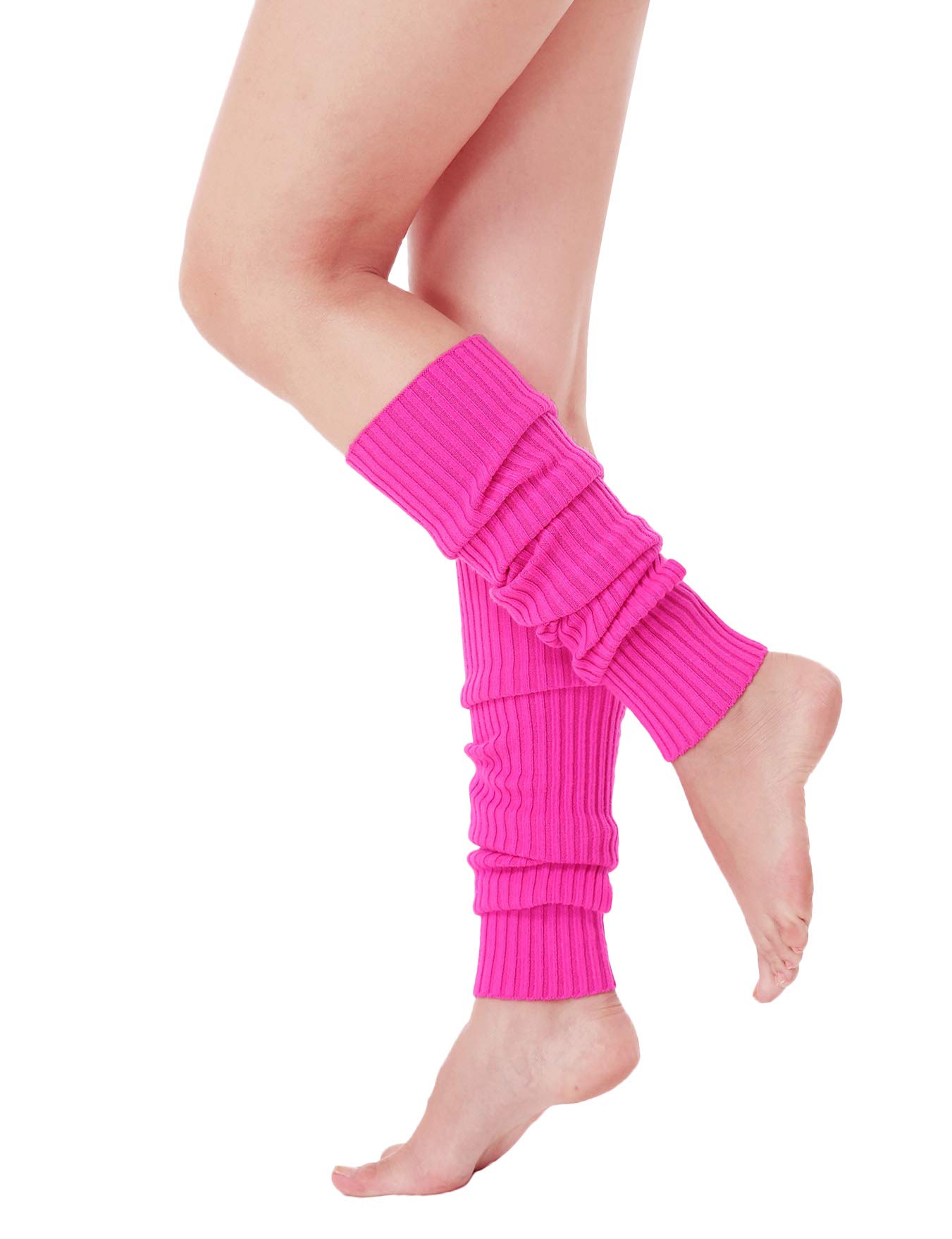 v28 Women Juniors 80s Eighty's Ribbed Leg Warmers for Party Sports(Rose)