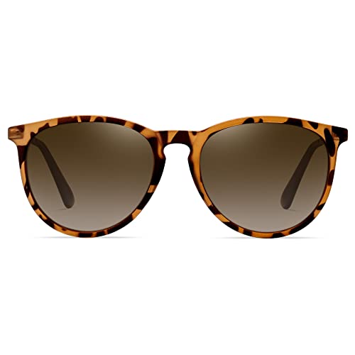 WOWSUN Polarized Sunglasses for Women Vintage Round Mirrored Lens