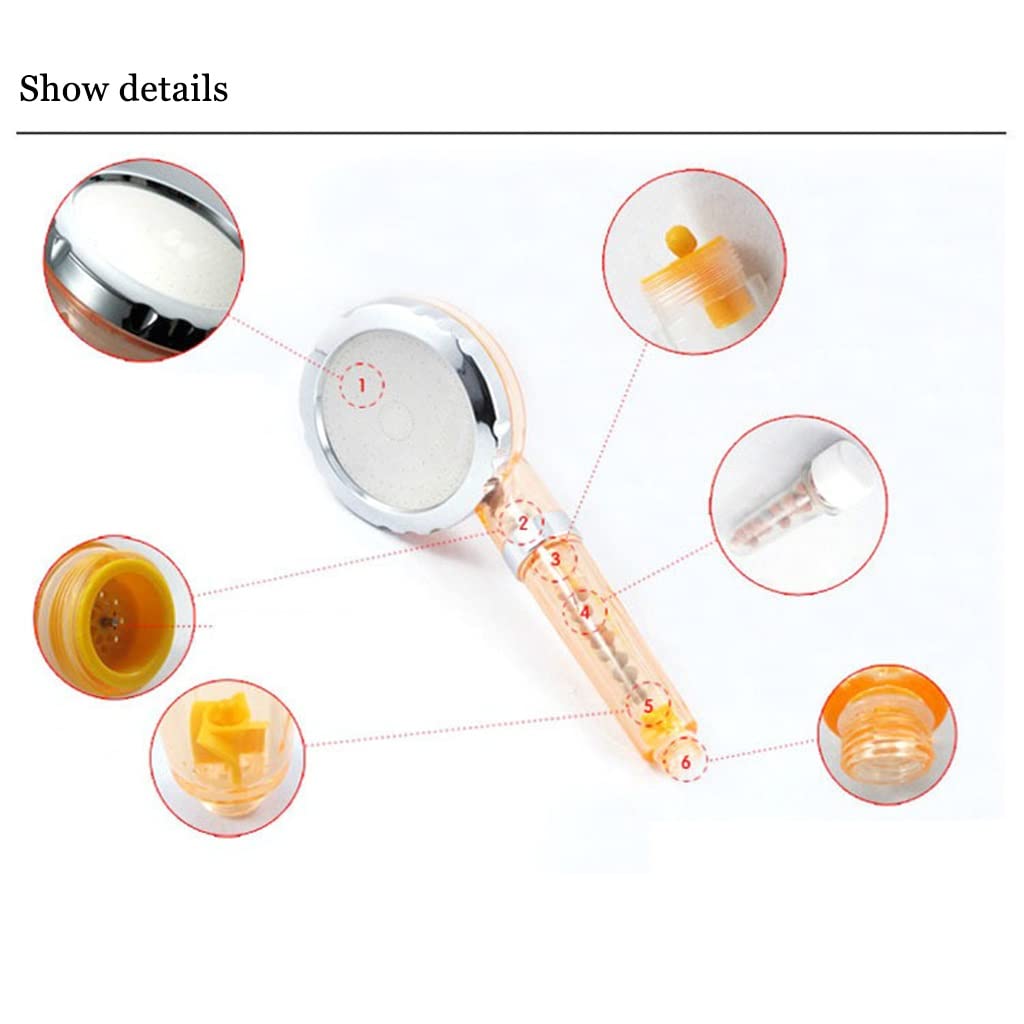 Spa hand-held shower head, hot spring shower Set, 3 Shower Modes, Bathroom Pressurized Shower Kit, Detachable, Negative ions Showerheads for everyone