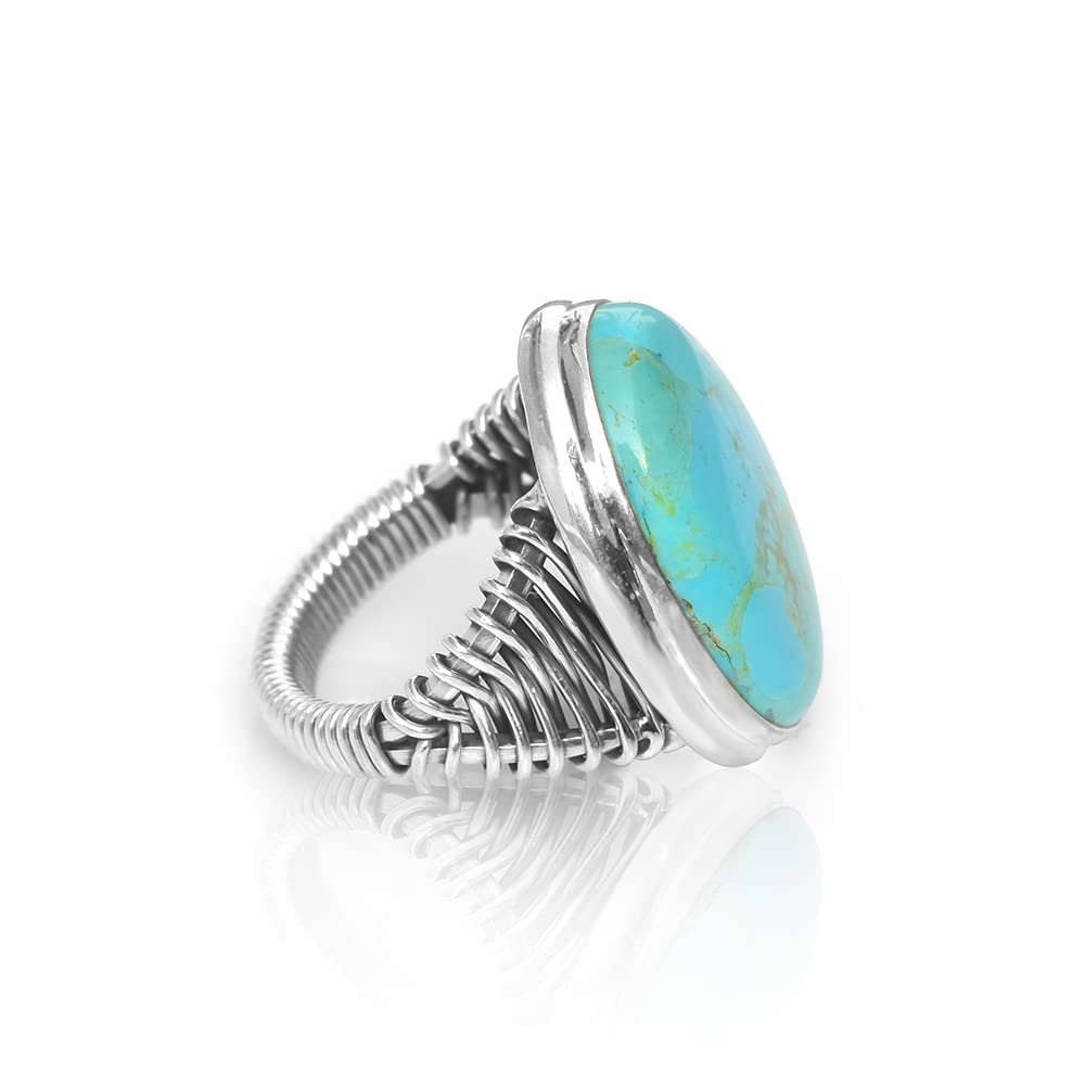 YoTreasure Blue Mohave Turquoise Solid 925 Sterling Silver Chunky Ring Jewelry