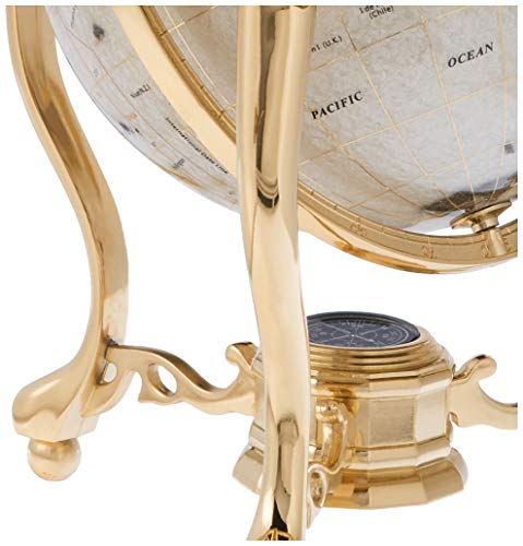 Uniquea Art 13-Inch Tall Pearl Ocean Table Top Gemstone World Globe with Gold Tripod