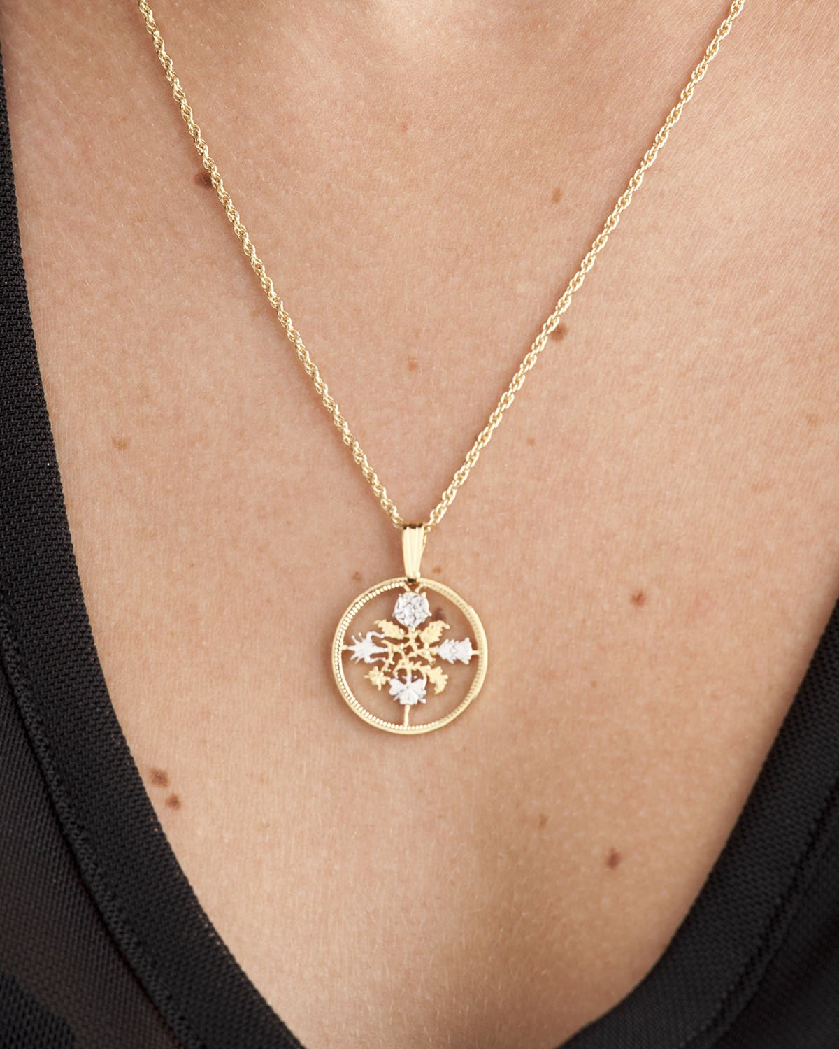 The Difference World Coin Jewelry Great Britain Pendant & Necklace, British Six Pence Hand Cut