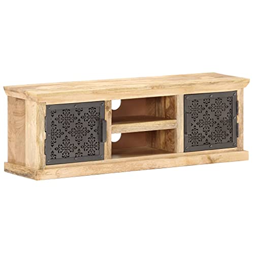 THYUOVAI TV Cabinet,Side Cabinet Entertainment Stand Storage cabine Lowboard Suitable for Living Room,Bedroom,Closet,Hallway,Foyer,Office with Steel Doors 47.2"x11.8"x15.7" Solid Mango Wood