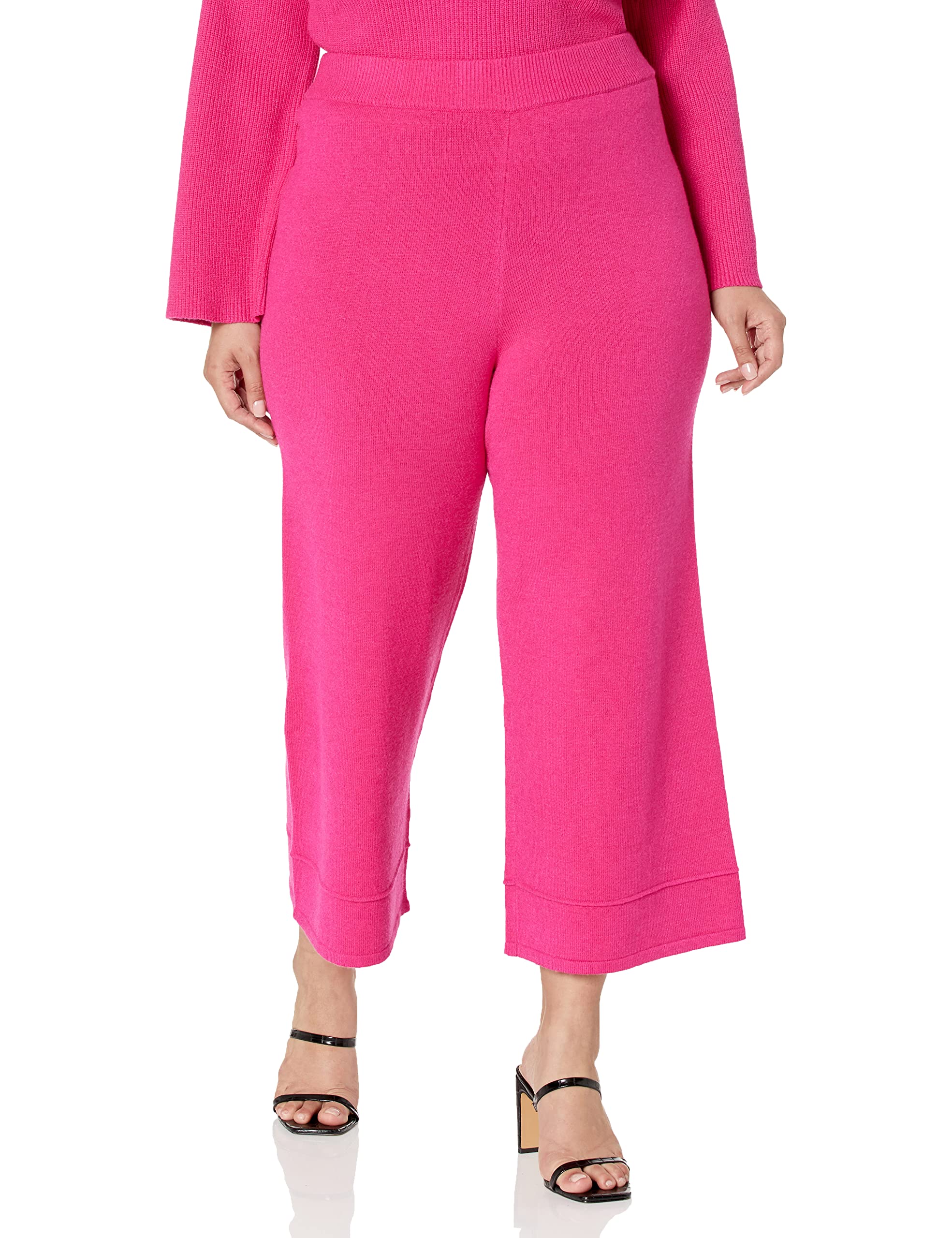 The Drop Women's Bernadette Pull-on Loose-fit Cropped Sweater Pant, Hot Pink, L