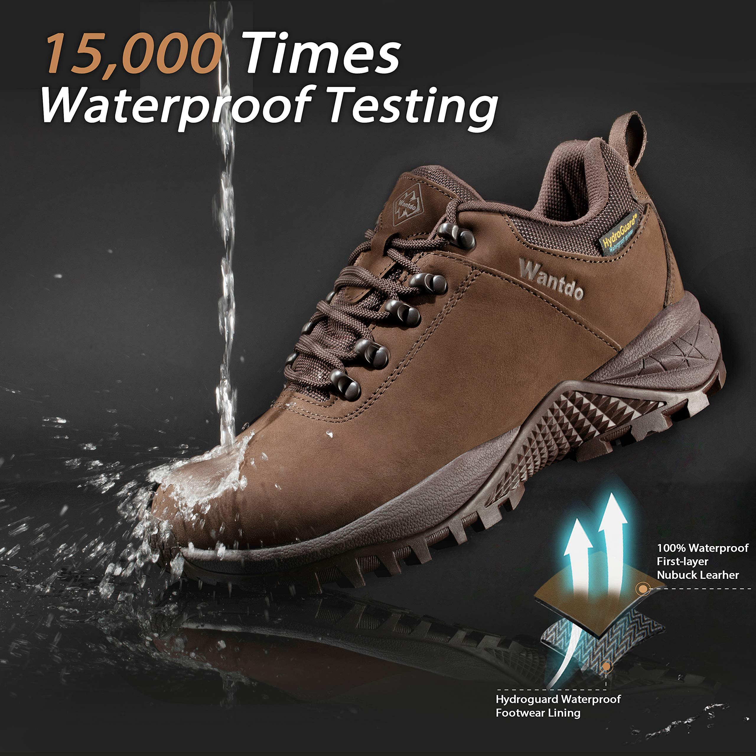 wantdo Women's Work Sneaker Low Cut Hiking Boots Hydroguard Waterproof Backpacking Shoe Brown 9 M US