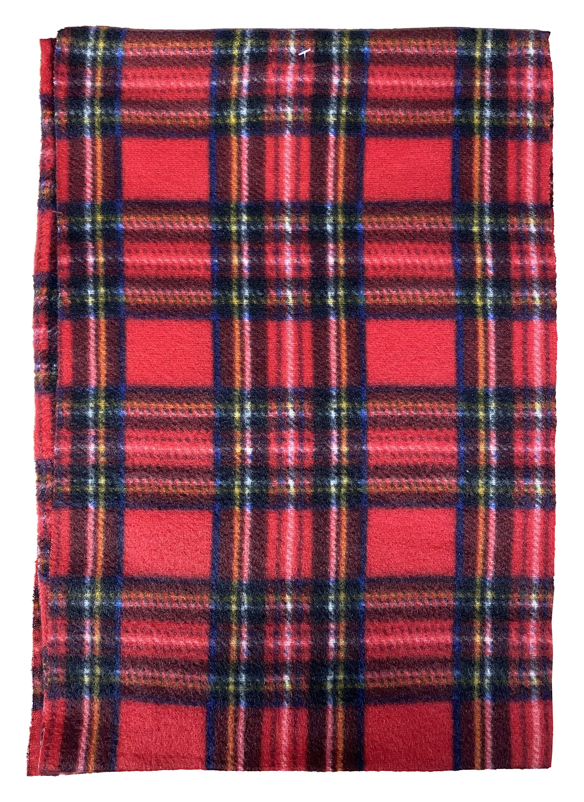 Yacht & Smith Warm Fleece Knit Winter Neck Scarfs and Bulk, Unisex Black, Plaid Stripe Design (12 PACK FLEECE PLAID)