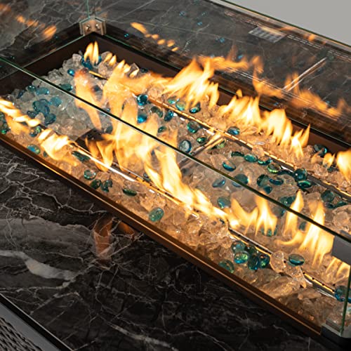 WOXYX 44inch Outdoor Fire Pit Table,50000BTU Gas Firepit Tables with Glass Rocks and Ceramic Tabletop