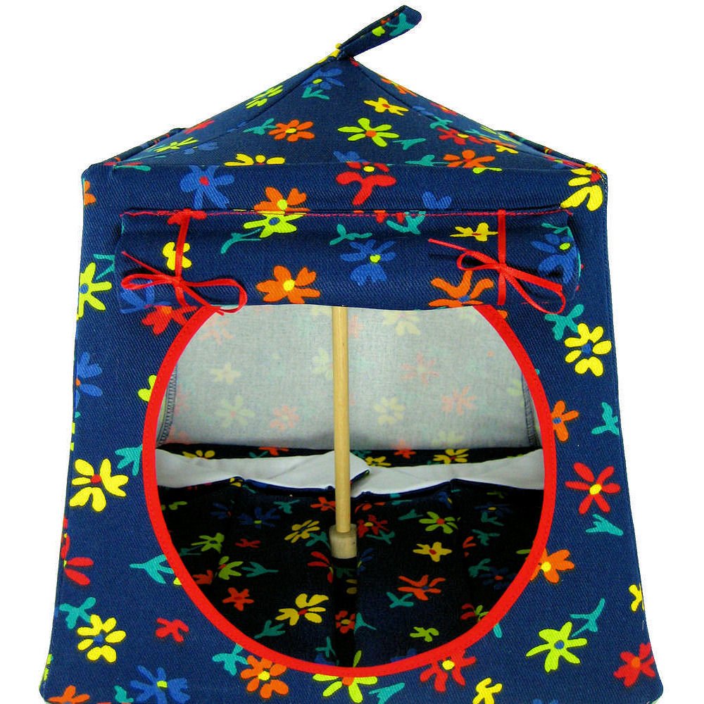 Toy Pop Up Play Fabric House, 2 Sleeping Bags, Blue Print Fabric for Dolls, Stuffed Animals (B-090 Barbie print)
