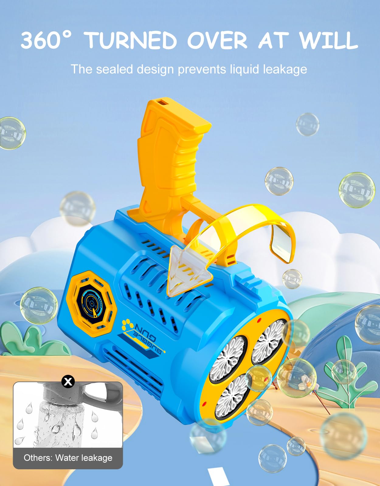 Vewaci Bubble Machine Gun [10,000 Bubbles/Min] [LED Light] Bazooka Bubble Gun, Rechargeable Bubble Blower for Age 3+ Kids/Adults, Birthday Gift Summer Toy for Outdoor Wedding Party