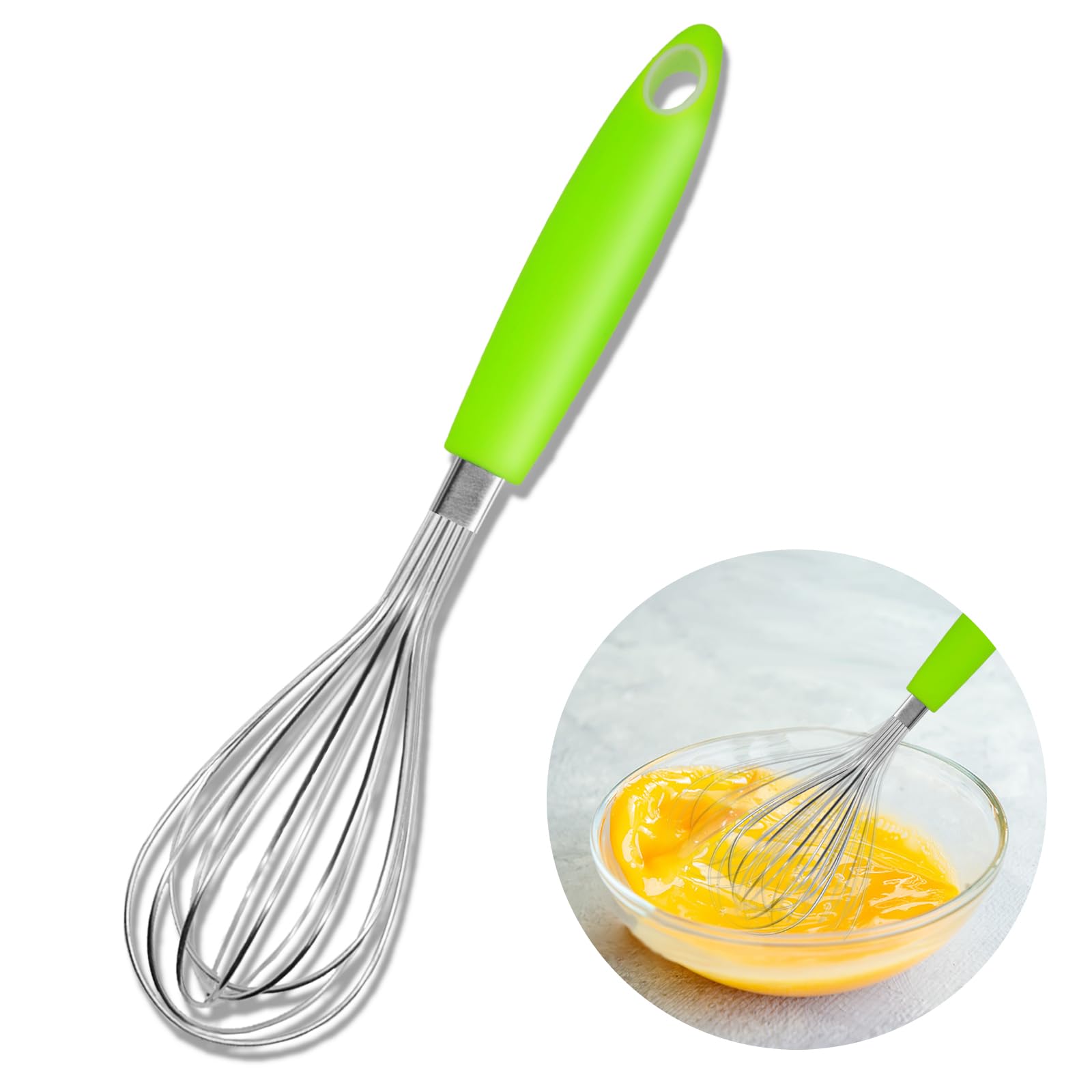 Sneosnai# Stainless Steel Manual Egg Beater For Household Kitchens, Suitable For Mixing, Patting, And Stirring, Hand Whisk, Green