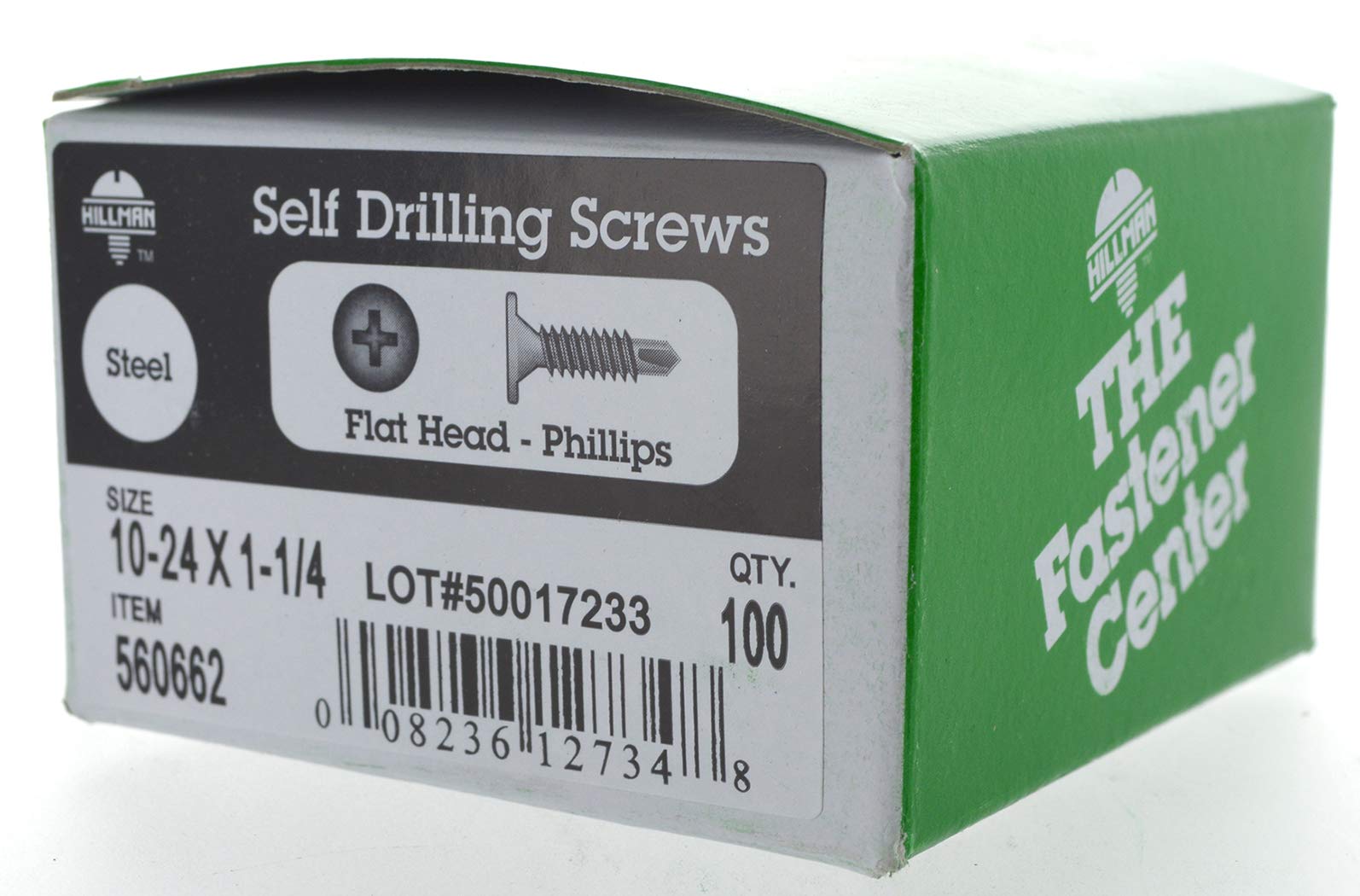 The Hillman Group 560662 10-24-Inch x 1-1/4-Inch Wafer Head Phillips Self Drilling Screw, 100-Pack, 1.25 inches, Zinc