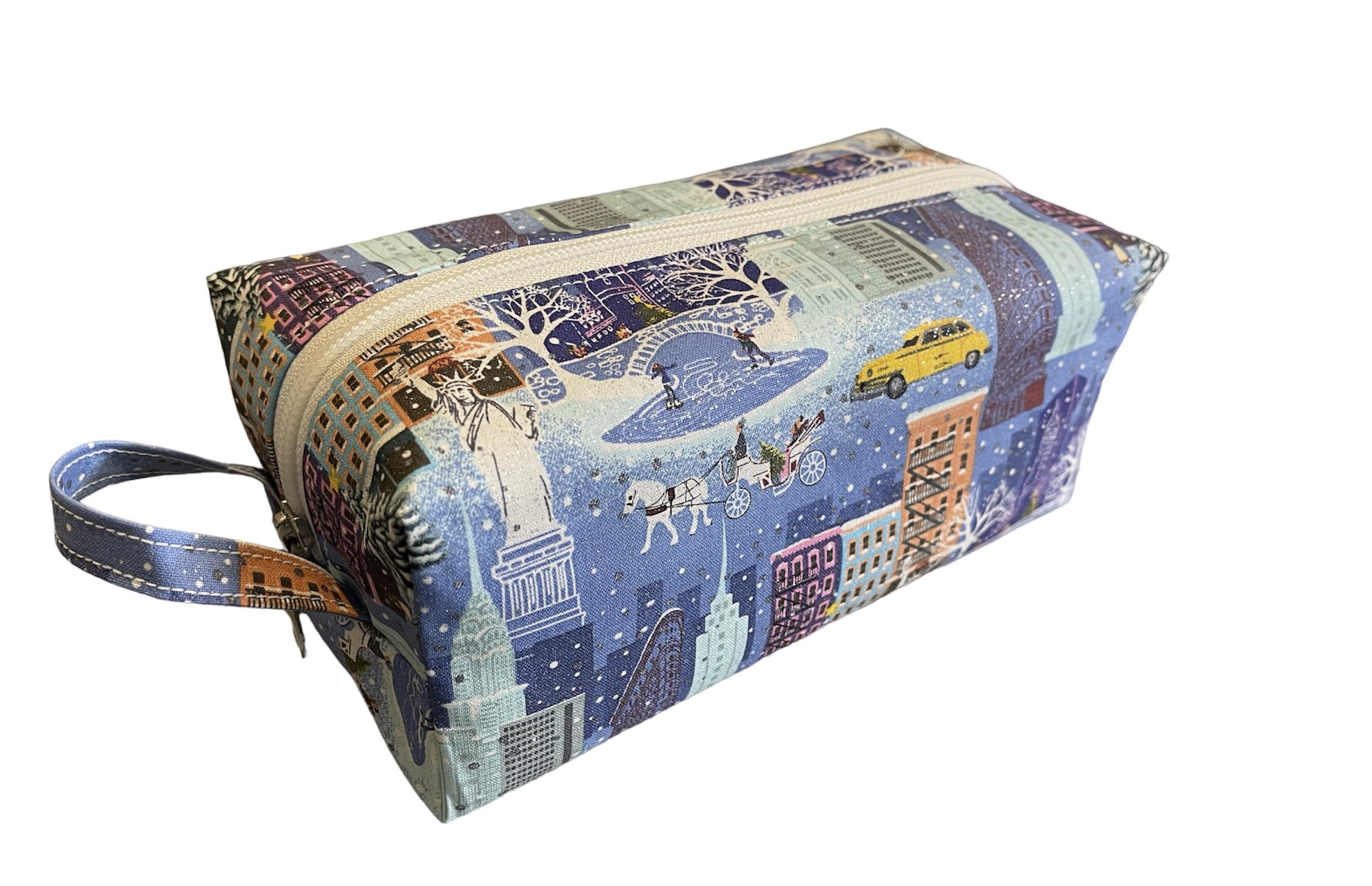 Snowy Manhattan NYC Boxy Pouch, Toiletry Bag, Dopp Bag, Zipper Pouch, Accessory Bag, Dopp Kit, Travel Bag, New York City Theme (B319)