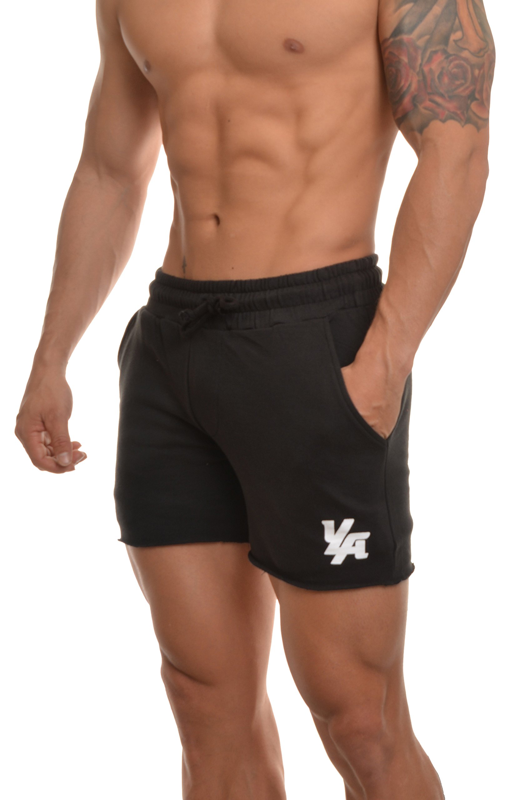 YoungLA Men's Bodybuilding Gym Workout Shorts 102 Black L
