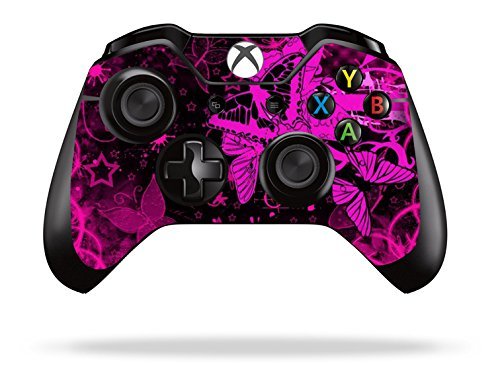 Skins Stickers for Xbox One Games Controller - Custom Orginal Xbox 1 Remote Controller Wired Wireless Protective Decals Covers - High Gloss Protector Accessories - Pink Butterfly