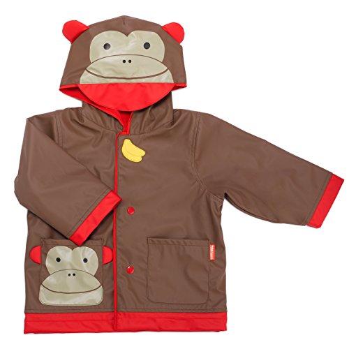 Skip Hop Zoo Little Kid-Toddler Hooded Raincoat for Boys/Girls, Monkey, Brown (Size 2)