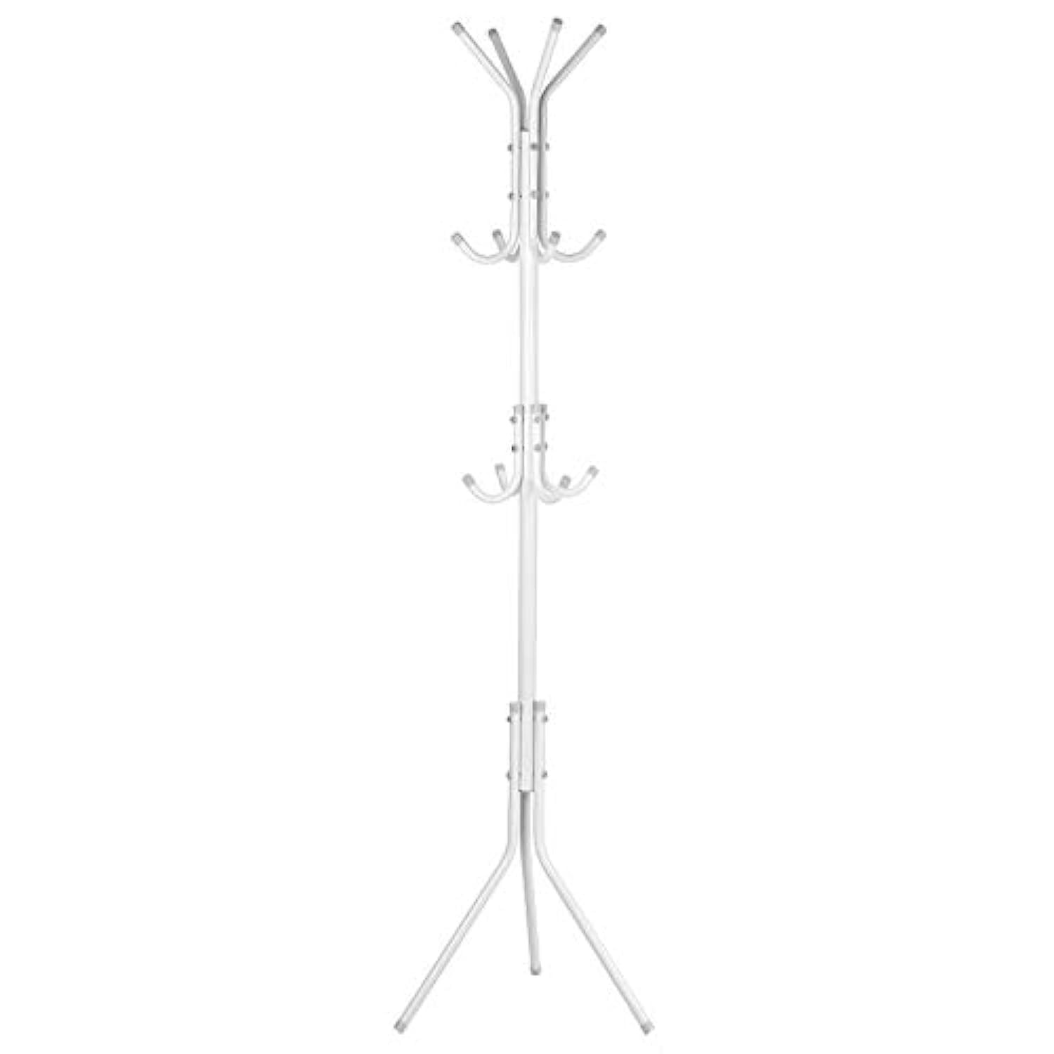 Yosoo Standing Entryway Coat Rack, Metal Coat Hat Rack Tree Stand Hanger Organizer for Jacket, Purse, Scarf Rack, Umbrella (White)