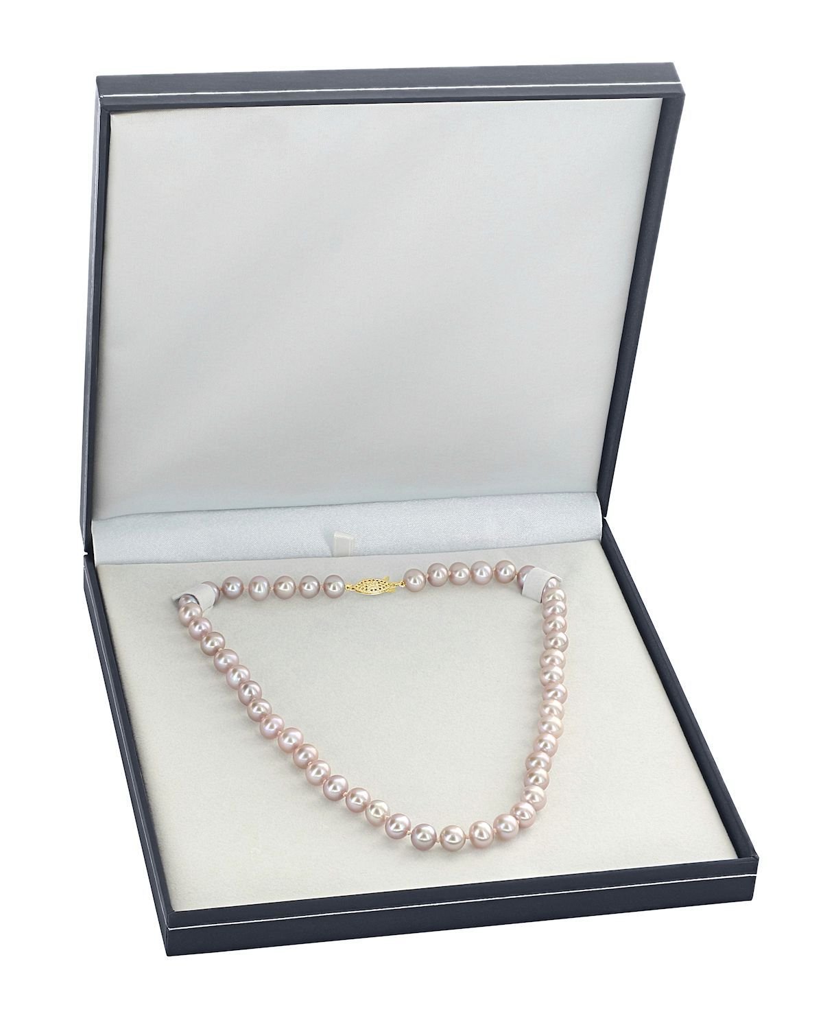 The Pearl Source 14K Gold 7-8mm AAAA Quality Pink Freshwater Cultured Pearl Necklace for Women in 16" Choker Length