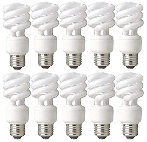 TCP 60W Equivalent CFL Mini Spring A Lamp, Daylight (5000K) Spiral Light Bulb (10 Pack)