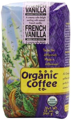 The Organic Coffee Company Whole Bean Coffee, French Vanilla, 12 Ounce