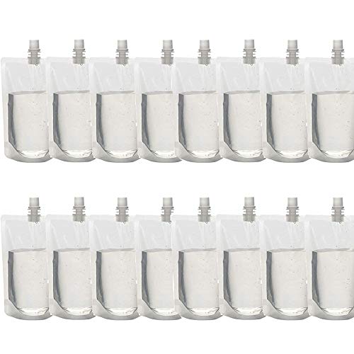 VEIREN 50 Pack Plastic Spout Pouches Reusable Clear Stand Up Concealable Liquid Drinking Flasks Portable Wine Liquor Milk Beverage Jelly Coffee Water Bag for Home Travel Party Wedding Supplies, 200ml