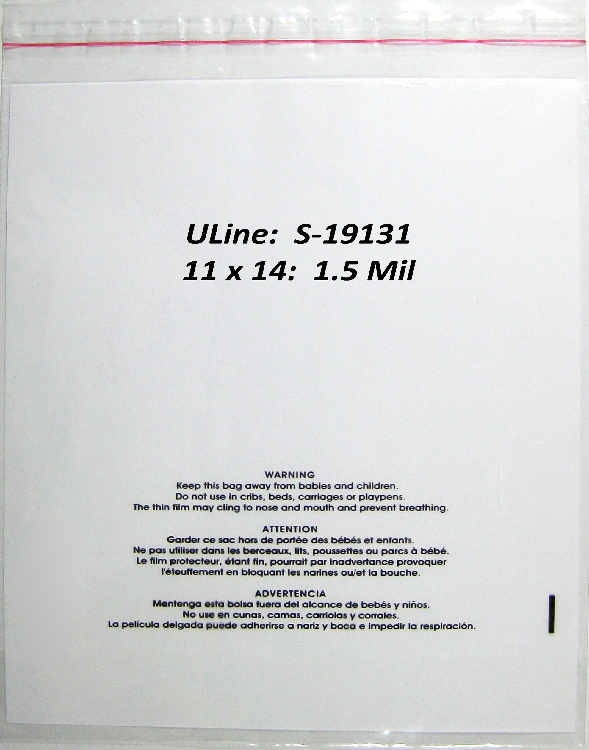 Uline Self-Seal Poly Bags: Clear with Suffocation Warning, 1.5 Mil, 400 Piece Combo Pack: 4 x 6, 8 x 10, 11 x 14 and 14 x 20 (100 Bags of Each Size)
