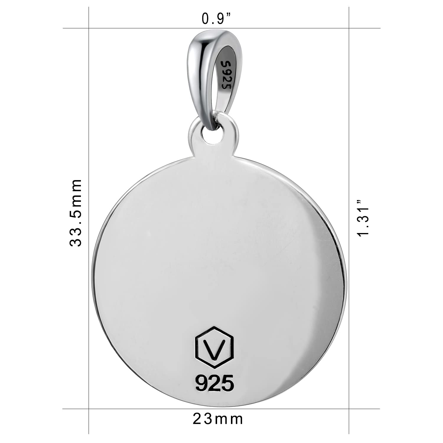 VENICEBEEĀ® Saint Christopher Protect Us Medal St. Christopher Protection Devotional Christian Amulet Solid 925 Sterling Silver Pendant Necklace + Velvet Pouch, Polishing Cloth, Fine Gift Box